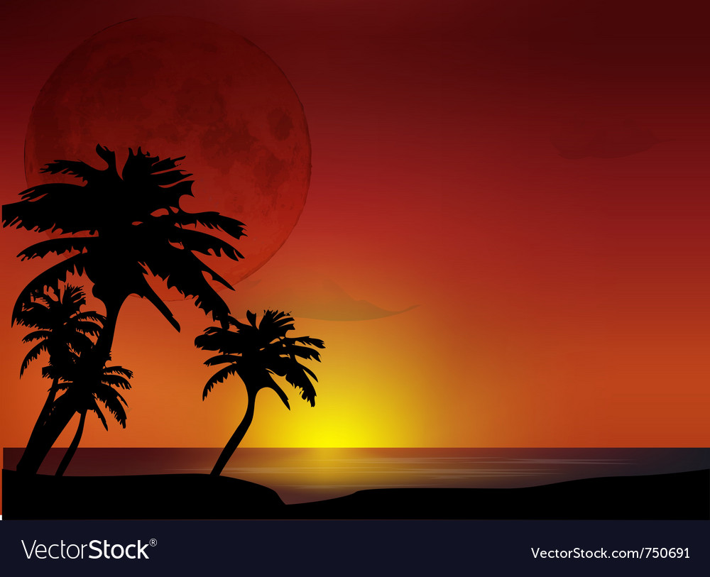 Sunset landscape Royalty Free Vector Image - VectorStock