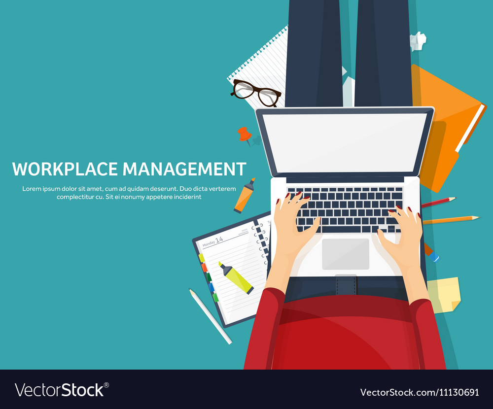 Workplace with table and computer laptop Vector Image