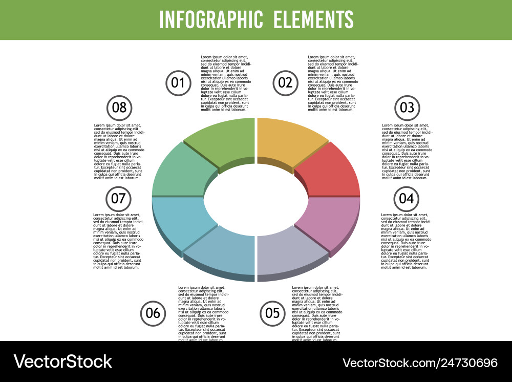 Abstract pie chart with 8 parts business Vector Image
