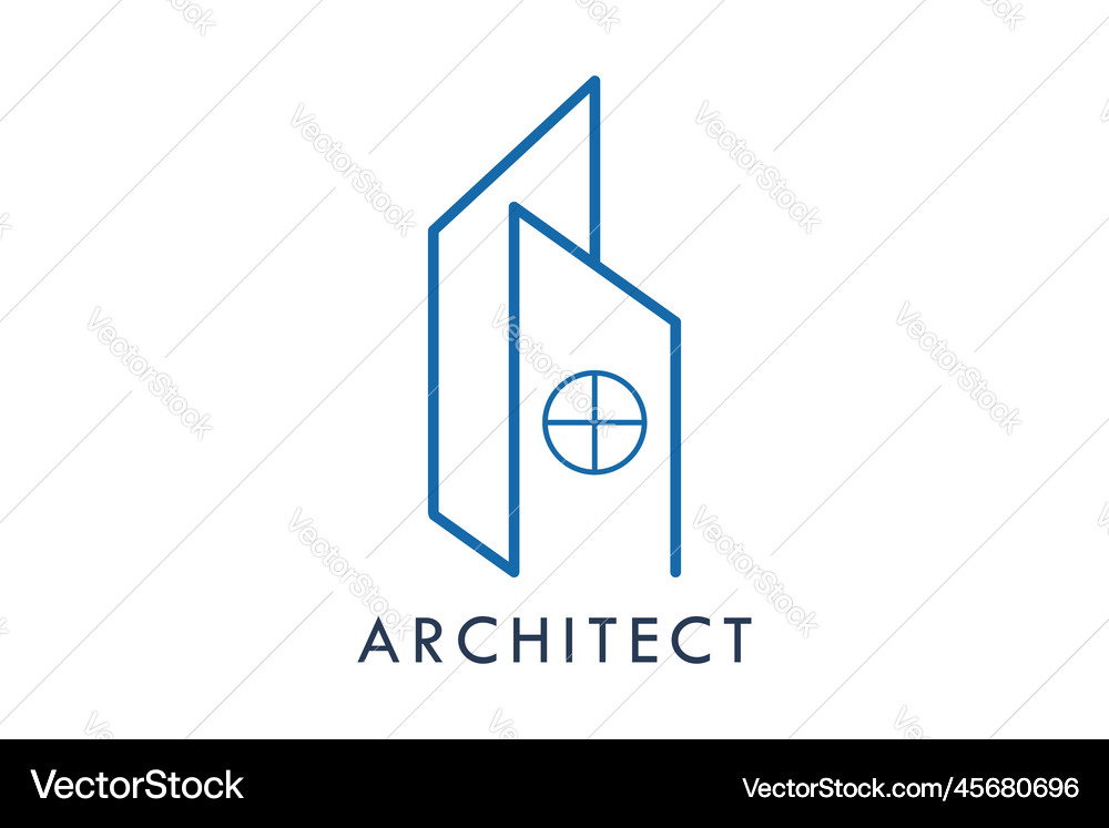 Architecture logo icon minimal design blue color Vector Image