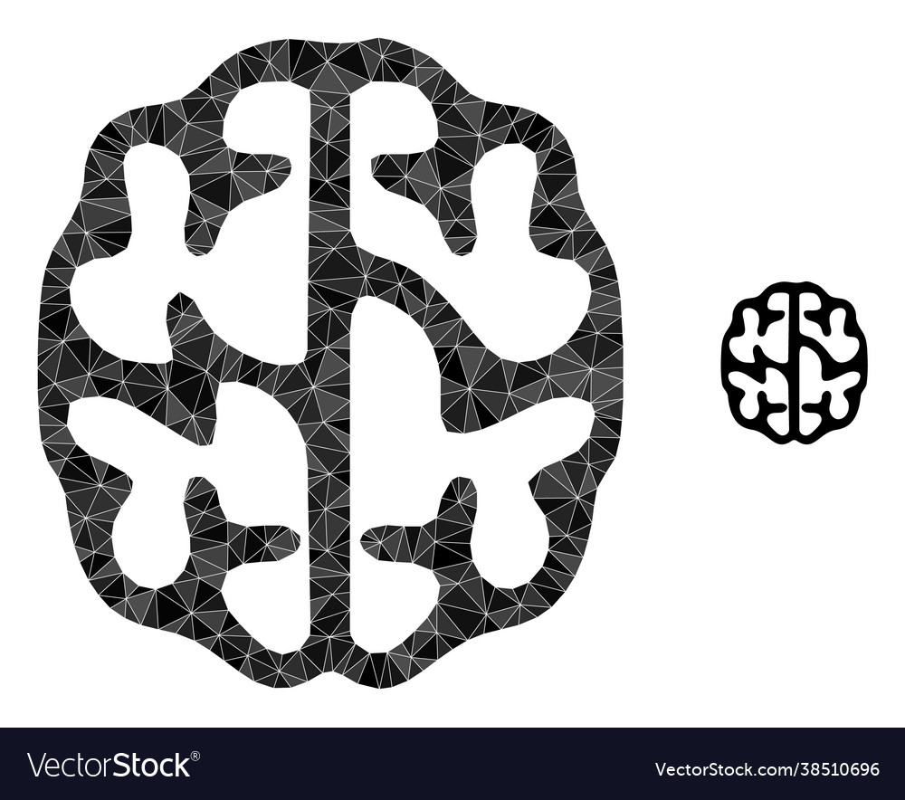 Brain triangle lowpoly flat icon Royalty Free Vector Image