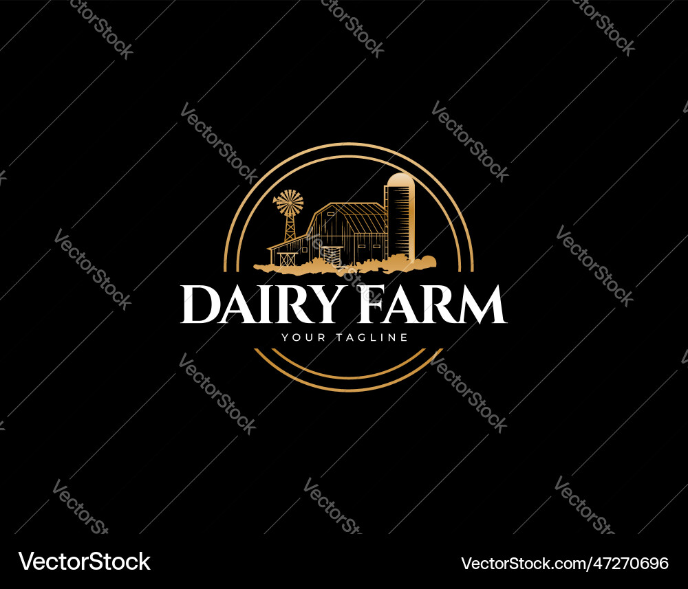 Classic elegance black gold dairy farm logo Vector Image