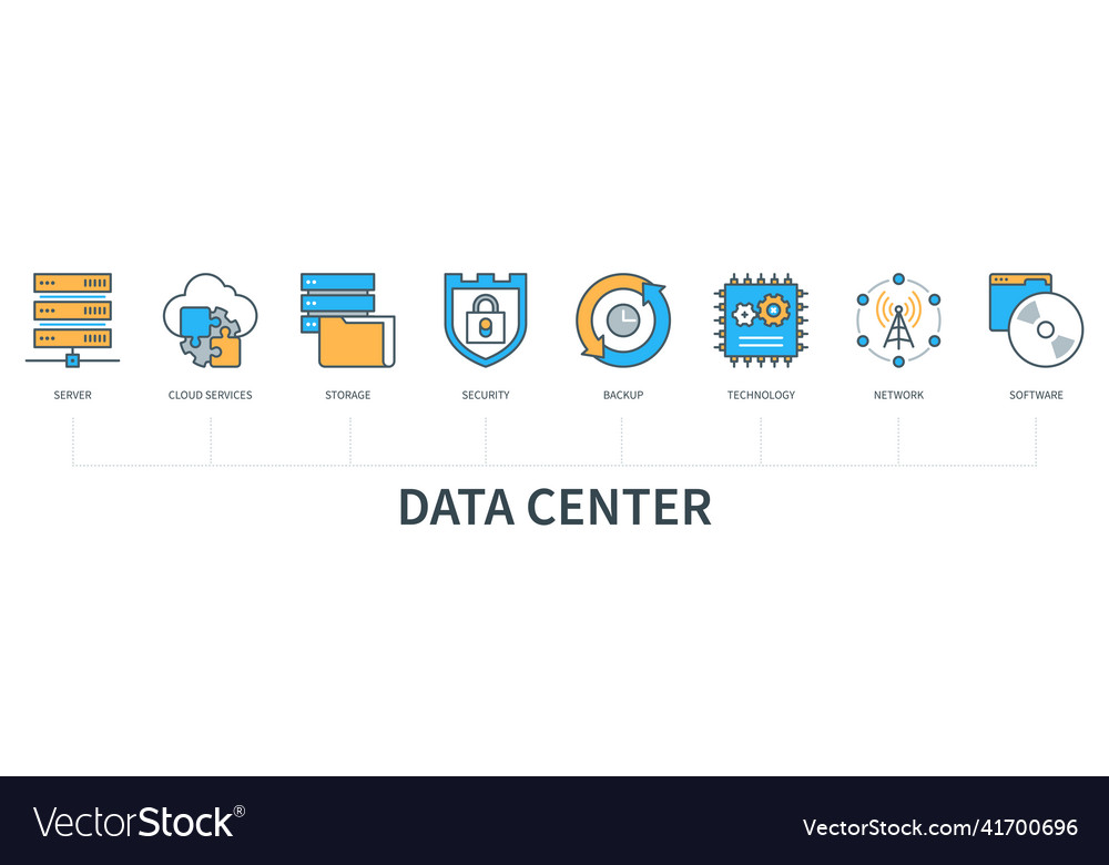 Data center concept with icons server storage Vector Image