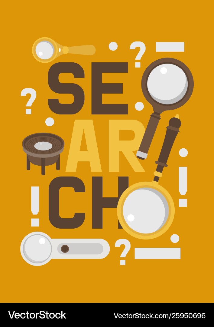 Different types magnifying glasses poster Vector Image