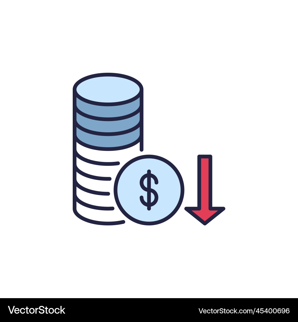 Dollar coins with arrow inflation concept colored Vector Image