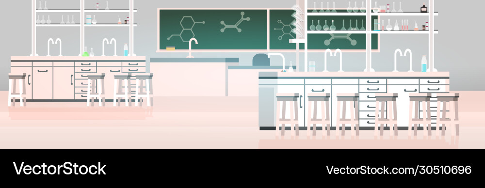 Laboratory chemical in science classroom interior Vector Image