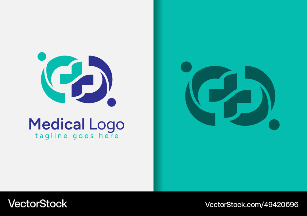 Medical logo design with abstract minimalist two Vector Image