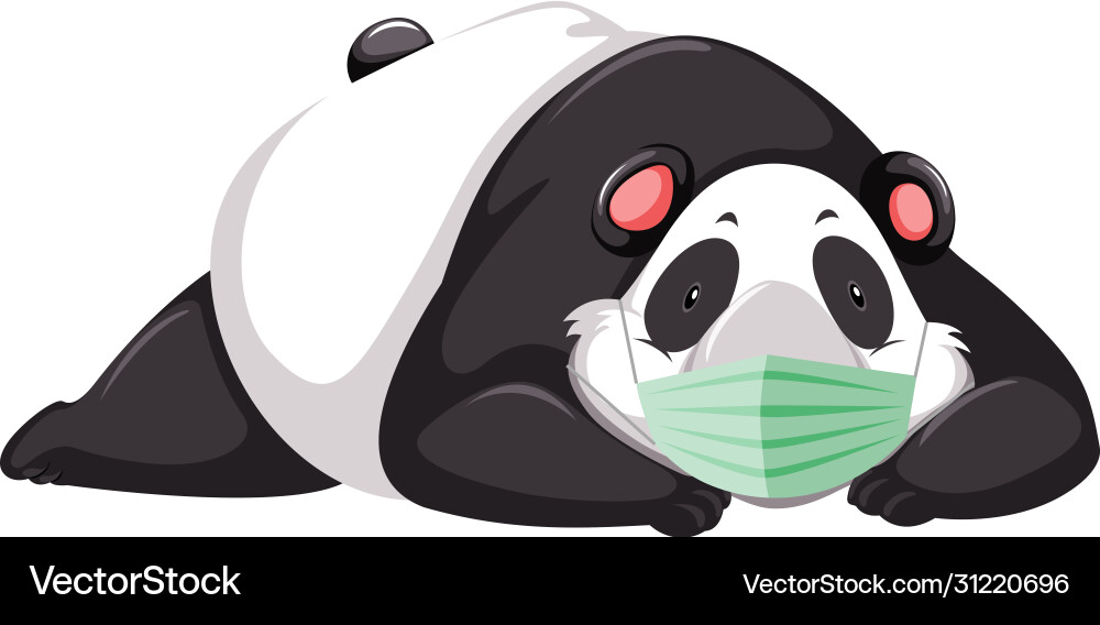 Panda cartoon character wearing mask Royalty Free Vector