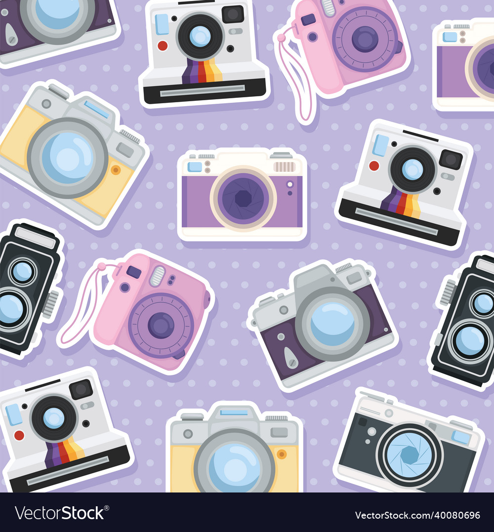 Pattern of photographic cameras Royalty Free Vector Image