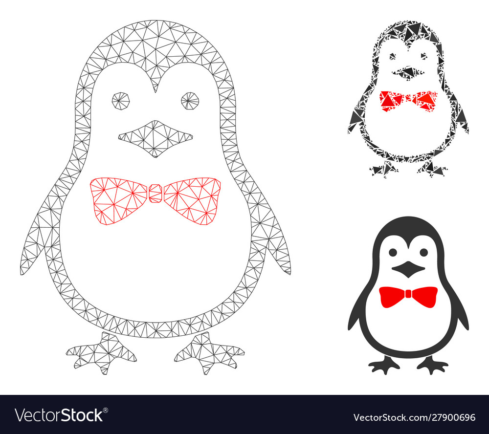 Penguin bow mesh wire frame model Royalty Free Vector Image Penguin bow mesh wire frame model Royalty Free Vector Image