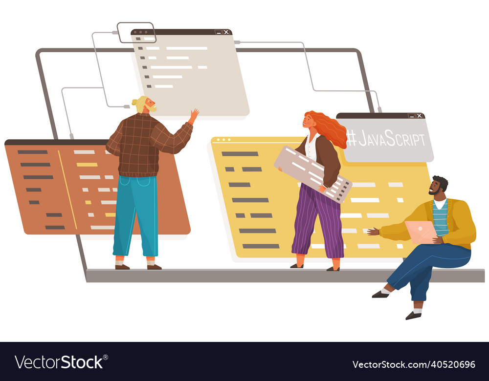 Programmer engineering and coding set Royalty Free Vector