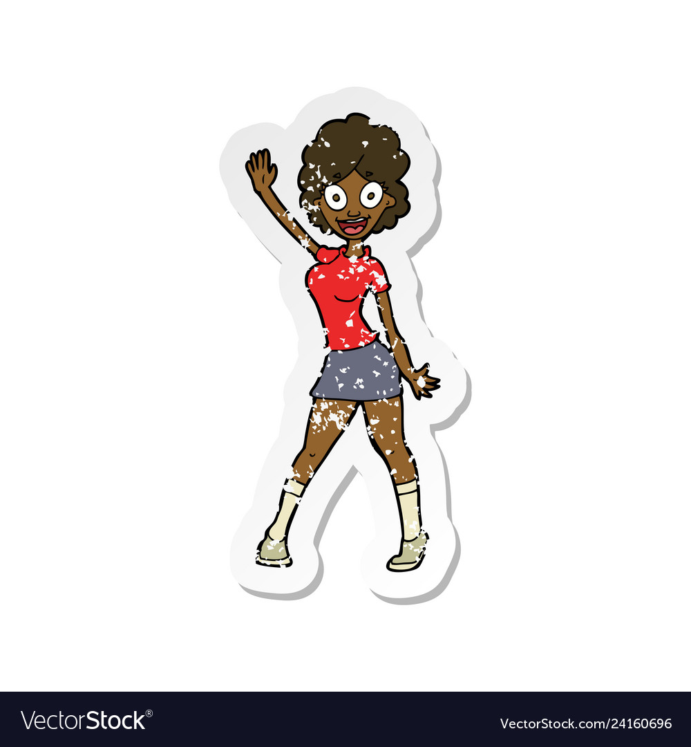 Retro distressed sticker of a cartoon woman Vector Image