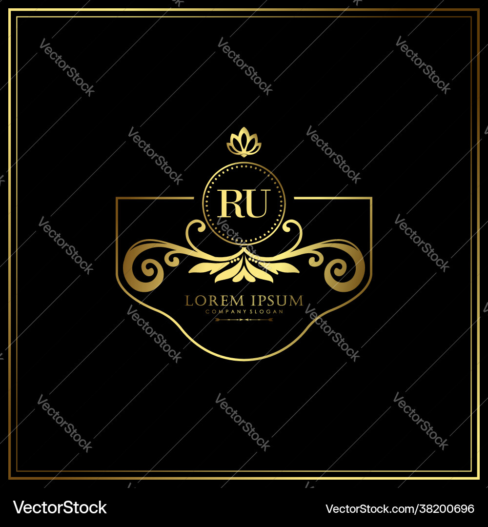Ru initial letter luxury logo template in art Vector Image