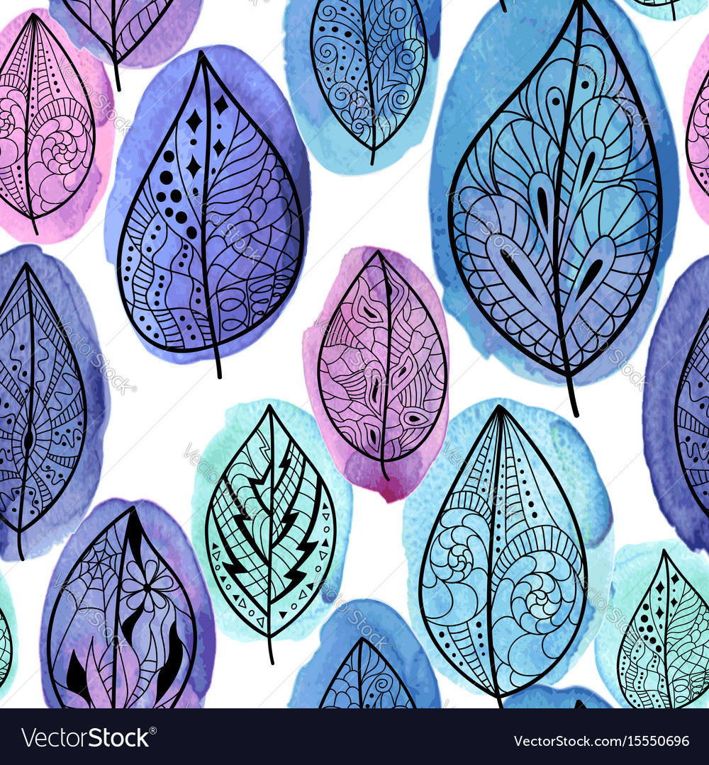 Seamless pattern with leaves Royalty Free Vector Image