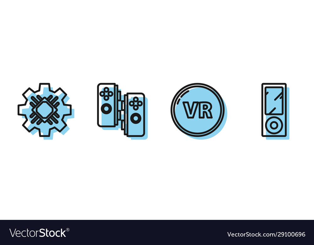 Set line virtual reality processor gamepad Vector Image Set line virtual reality processor gamepad Vector Image