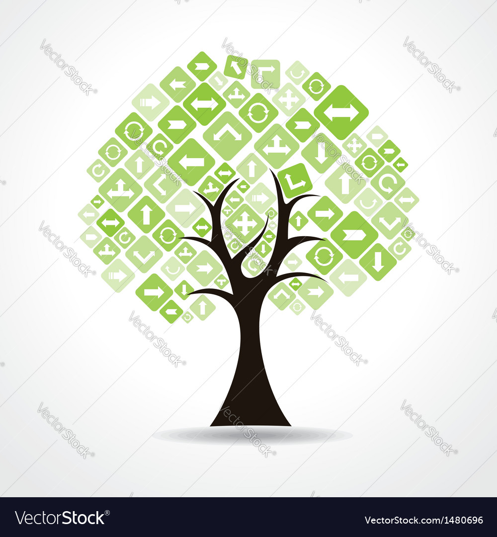 Tree with green arrow icons Royalty Free Vector Image