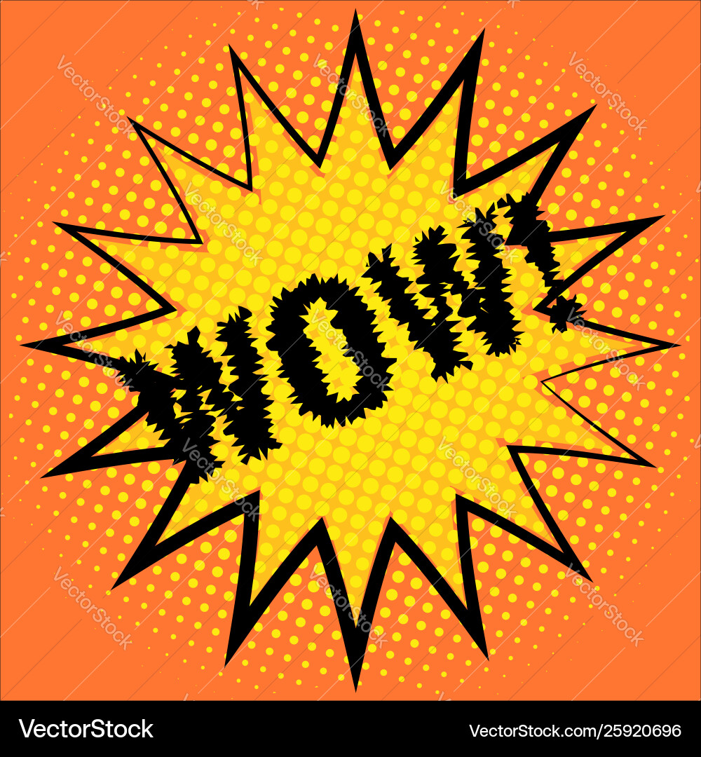 Wow pop art lettering Royalty Free Vector Image