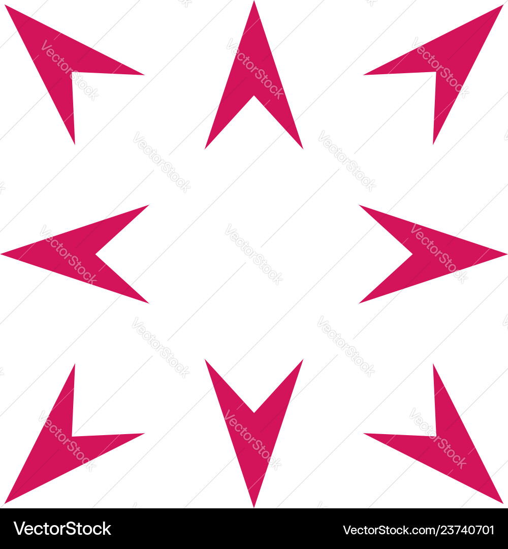 8eight different crimson arrows in all directions Vector Image