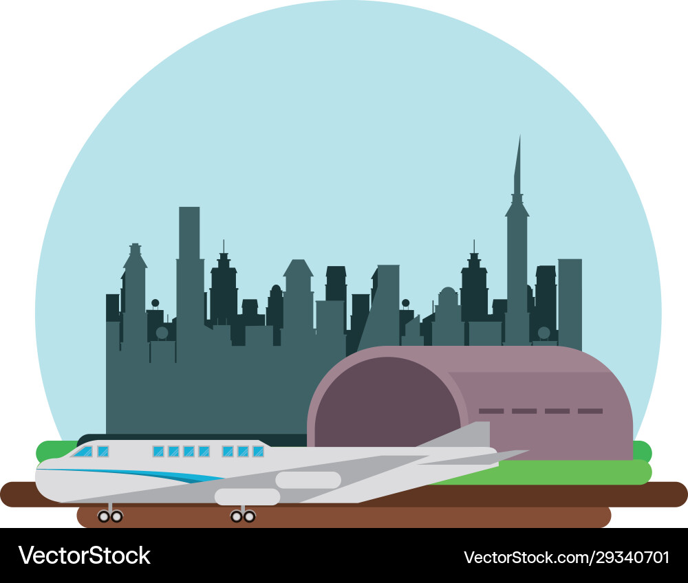 Airplane delivery service on airport Royalty Free Vector
