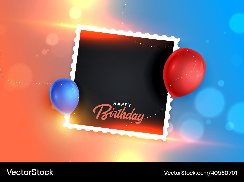 Beautiful birthday photo frame banner Royalty Free Vector