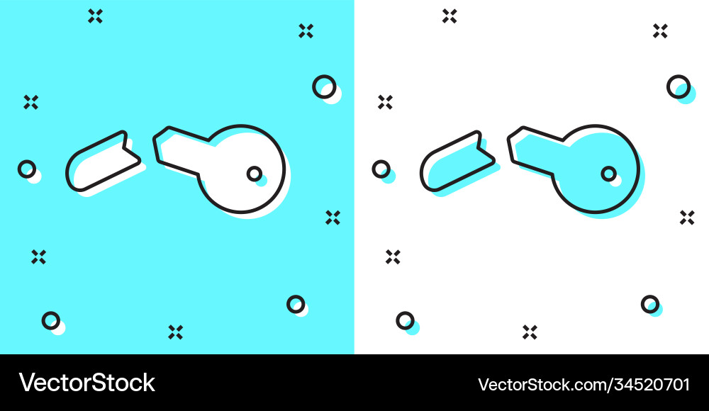 Black line broken key icon isolated on green and Vector Image