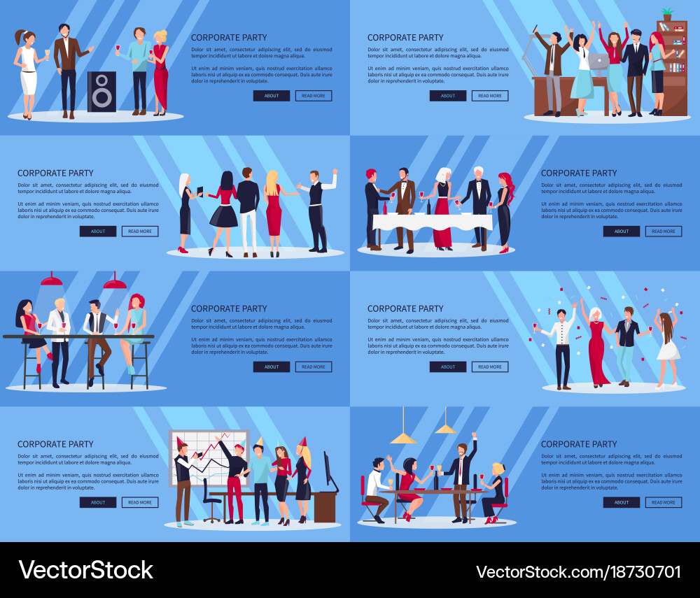 Corporate party set of pics Royalty Free Vector Image
