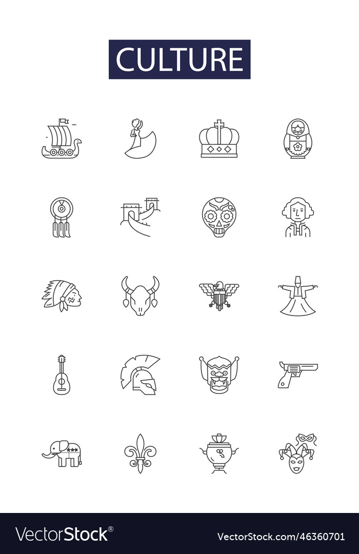 Culture line icons and signs people Royalty Free Vector