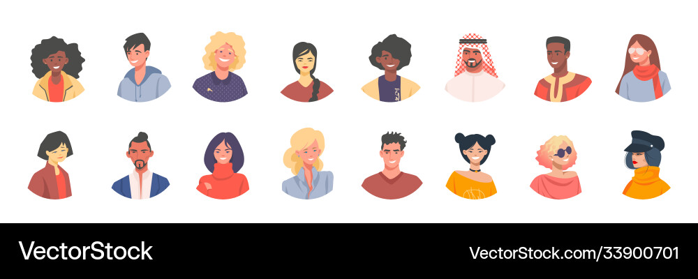 Diverse avatars multicultural men and women Vector Image