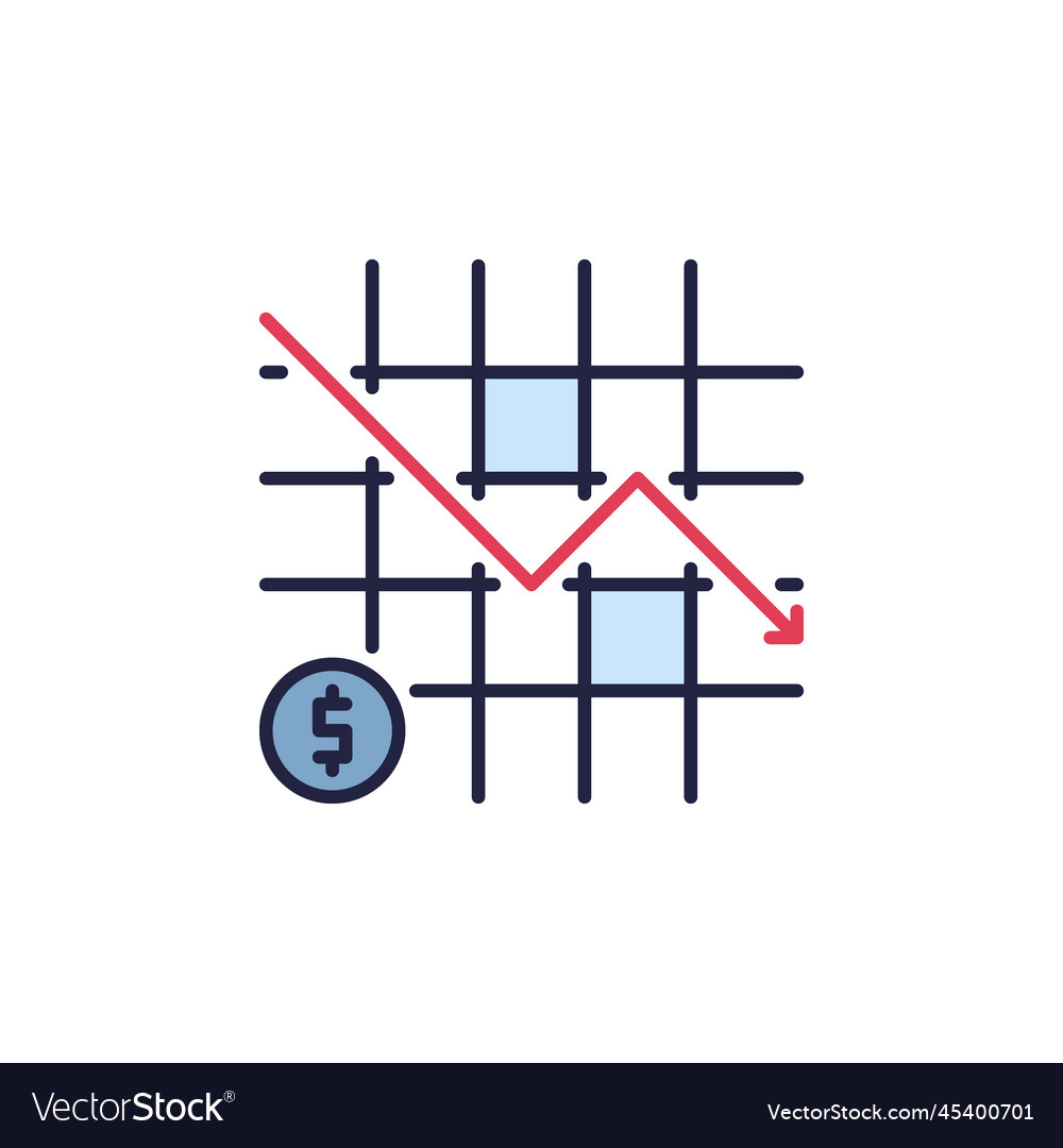 Dollar inflation falling arrow chart concept Vector Image Dollar inflation falling arrow chart concept Vector Image