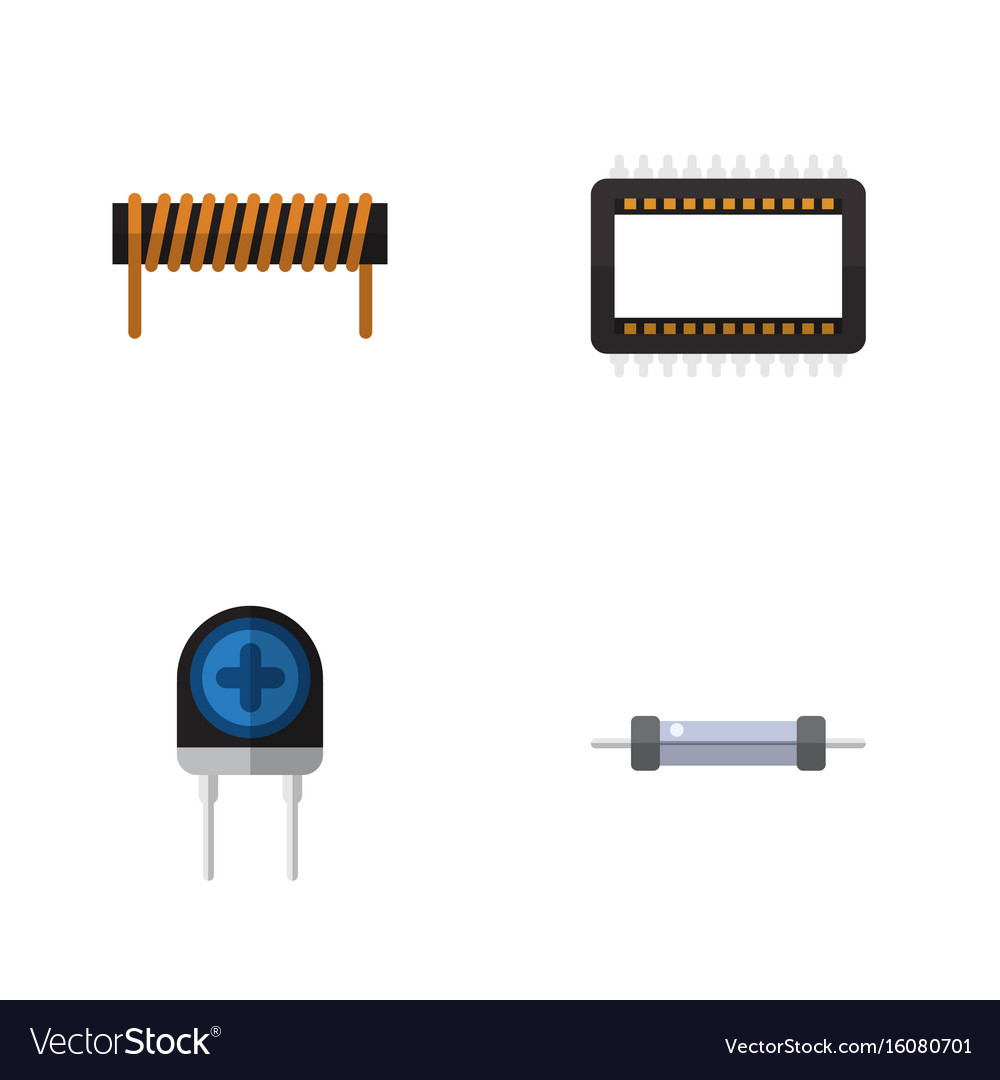 Flat icon technology set of mainframe transducer Vector Image
