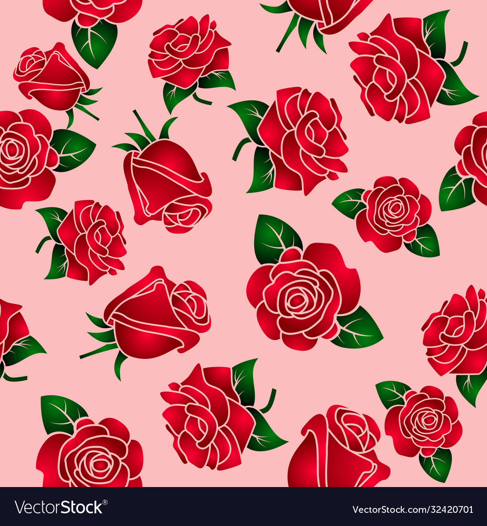 Gradient red rose pattern Royalty Free Vector Image