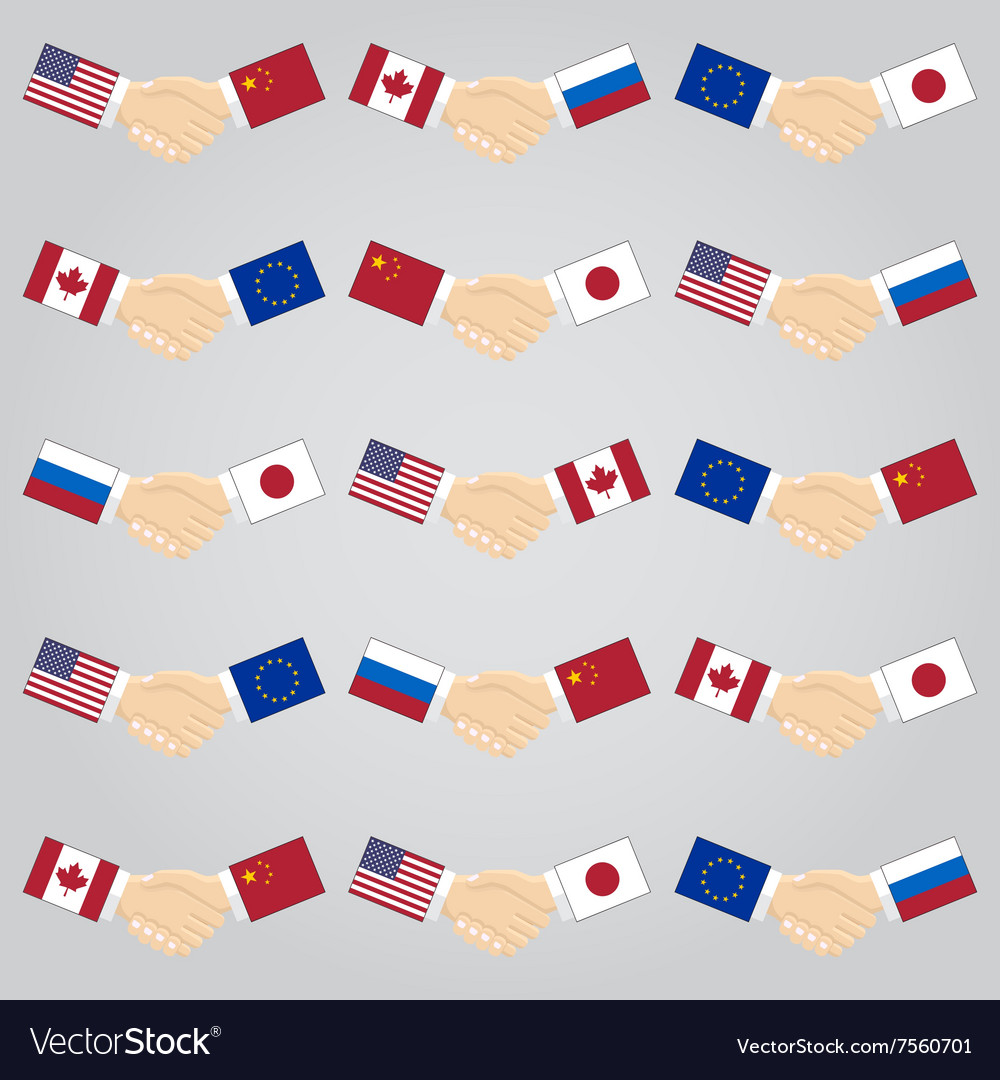 Handshake between countries Royalty Free Vector Image