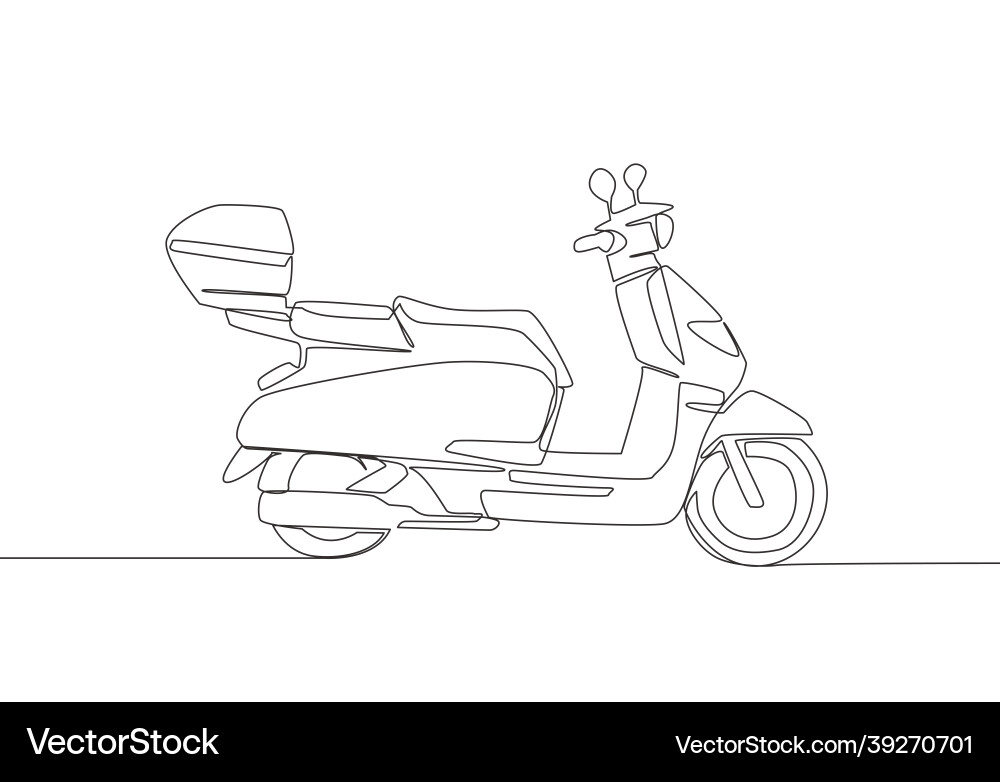 One single line drawing of courier delivery Vector Image