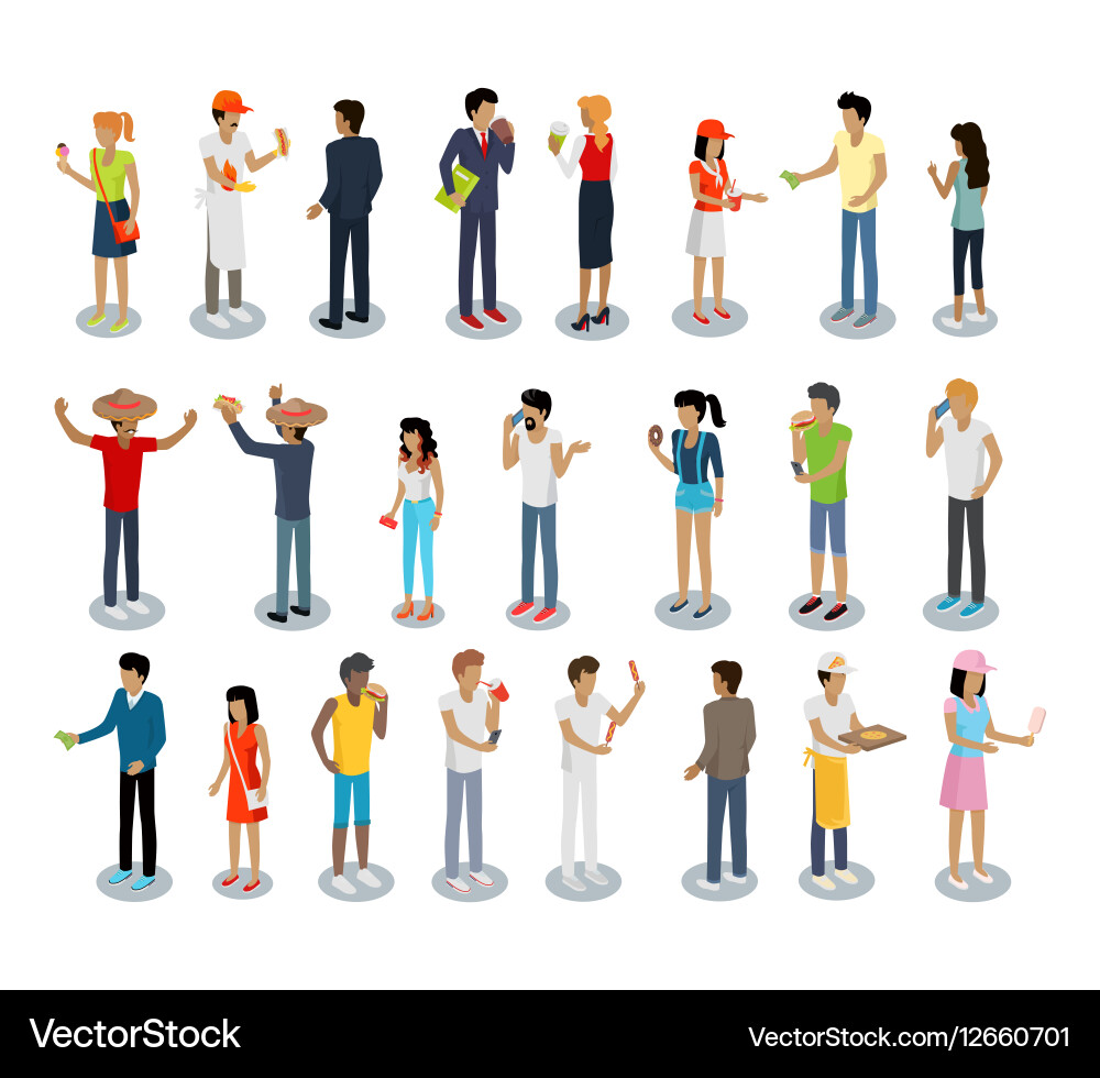 People Order Food and Drinks Delivery Service Vector Image