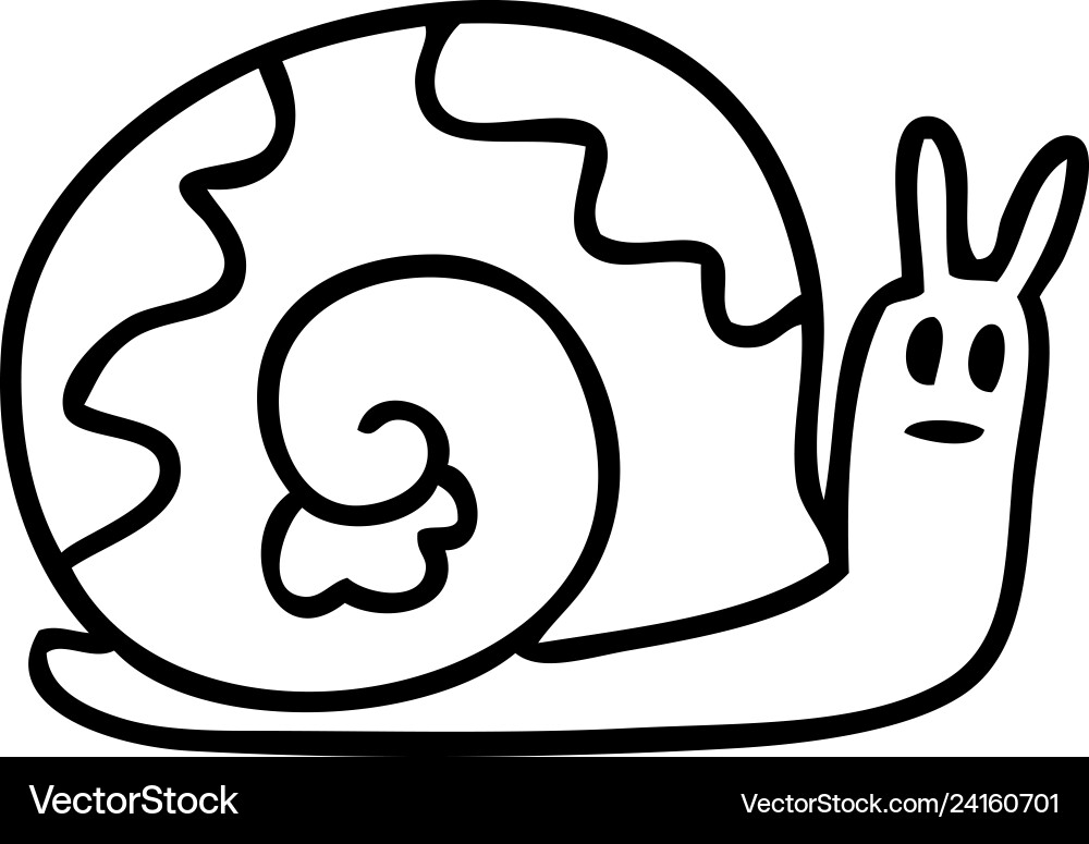 Quirky line drawing cartoon snail Royalty Free Vector Image