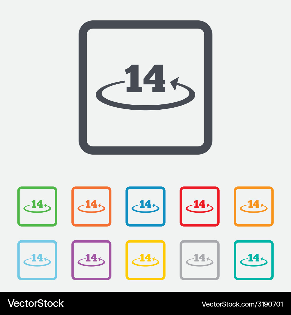 Return of goods within 14 days sign icon Vector Image