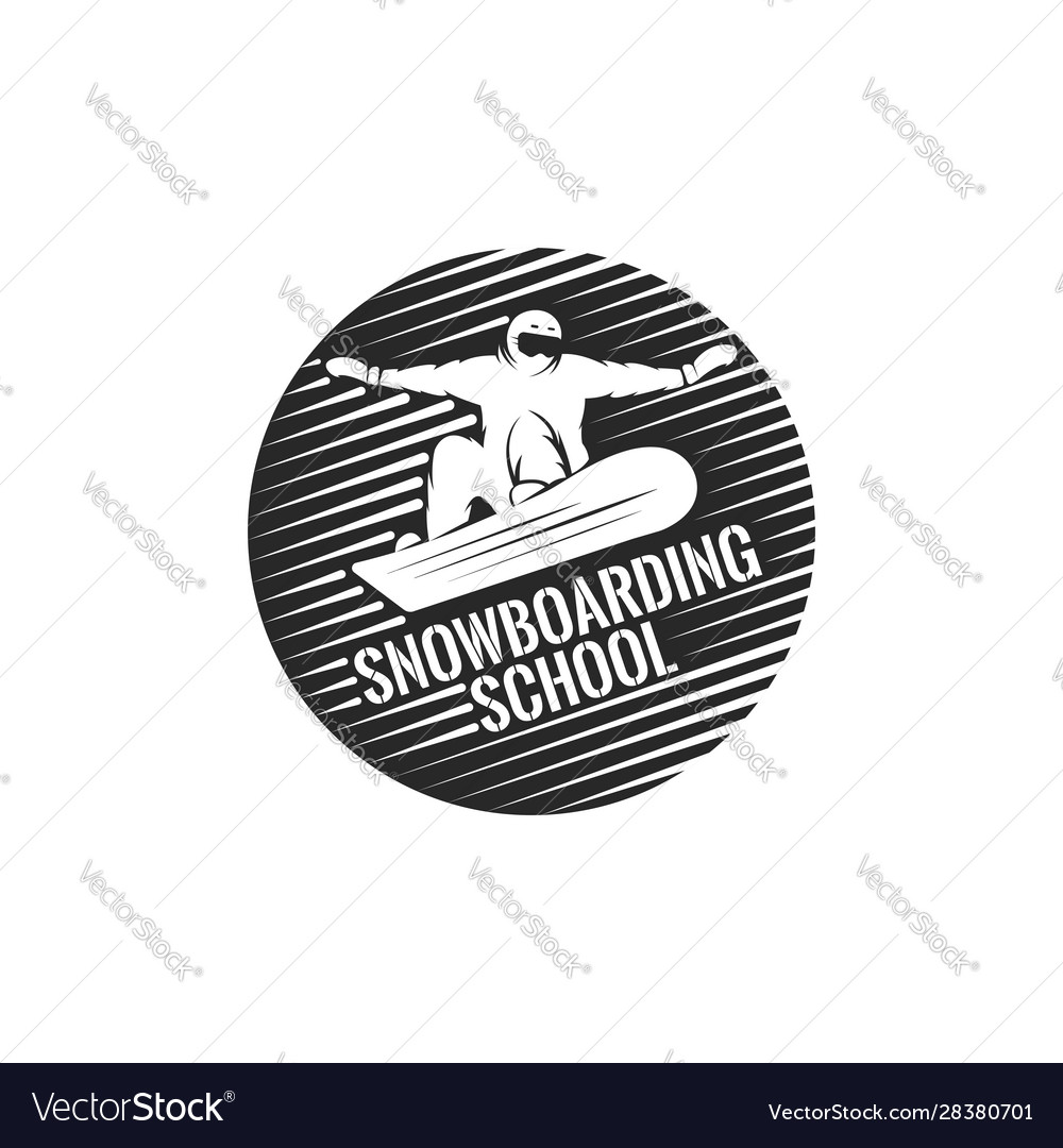 Snowboarding school round logo silhouette Vector Image