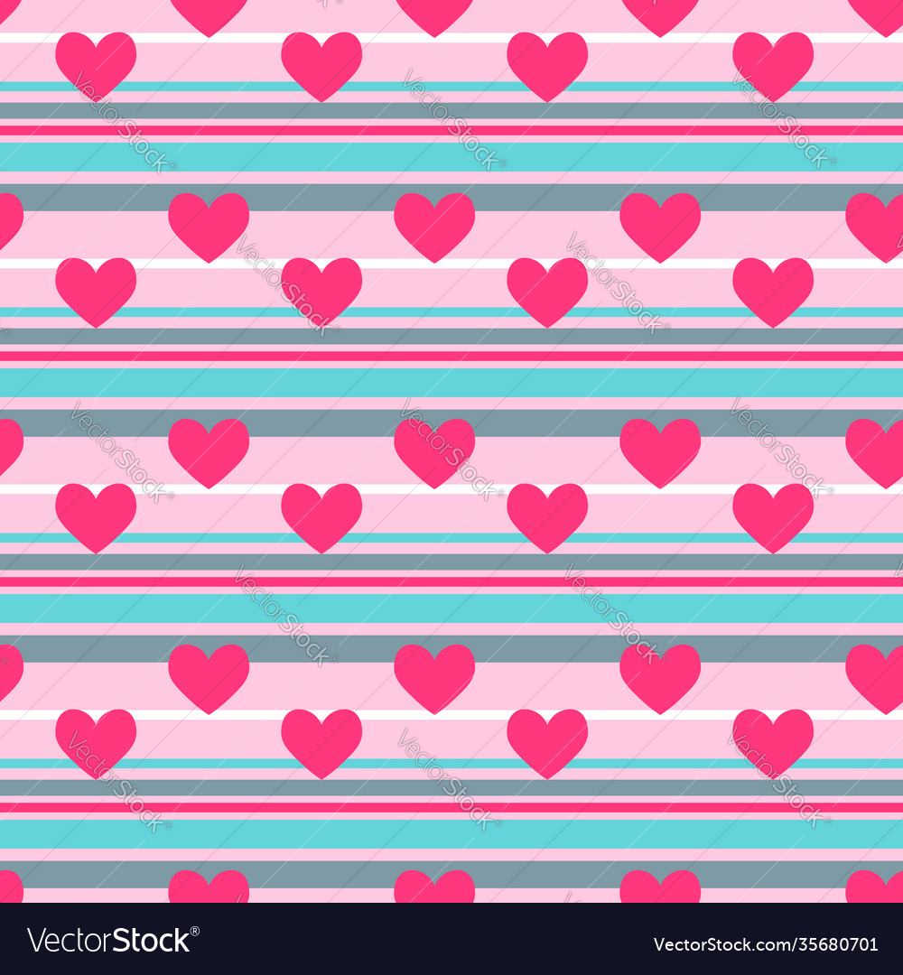 Striped pattern and hearts Royalty Free Vector Image