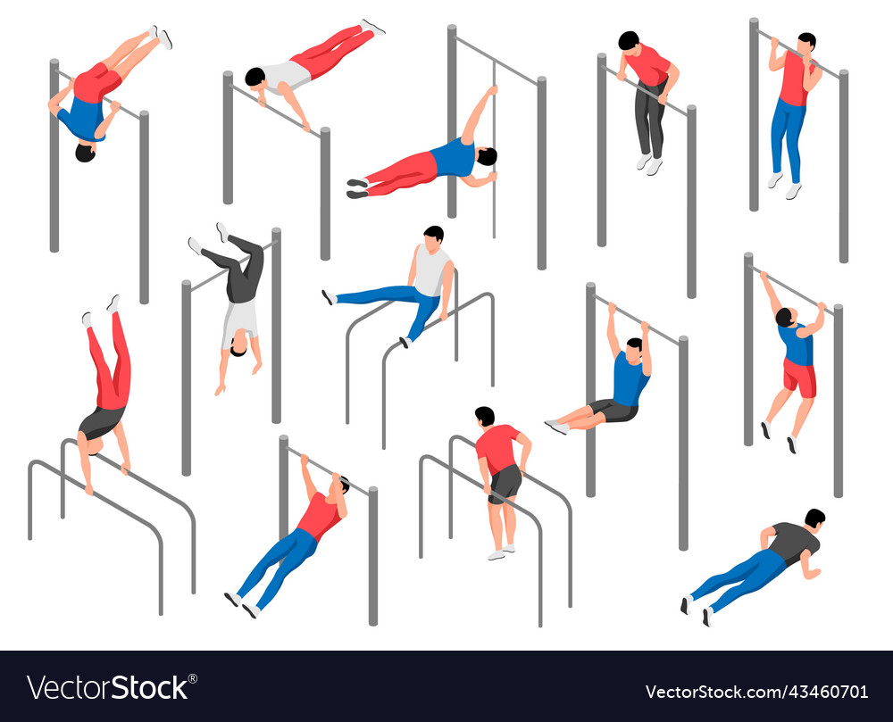 Workout isometric set Royalty Free Vector Image