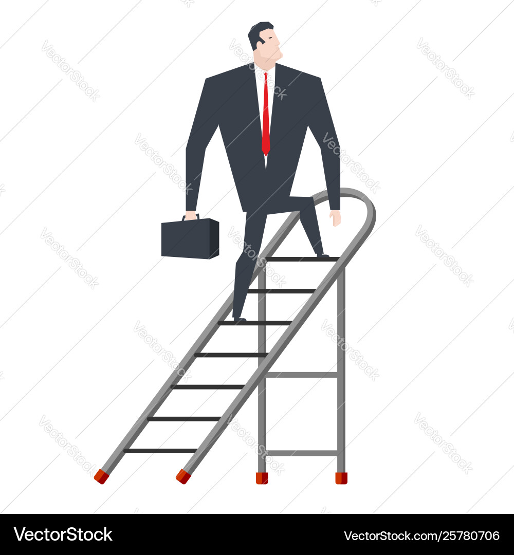 Businessman on stepladder boss on sliding Vector Image