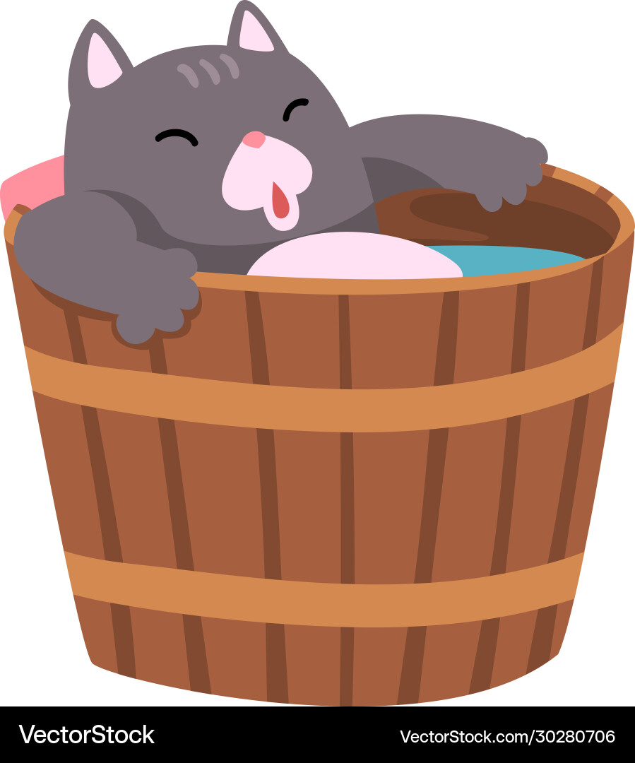 Cat taking japanese hot spring bath funny pet Vector Image