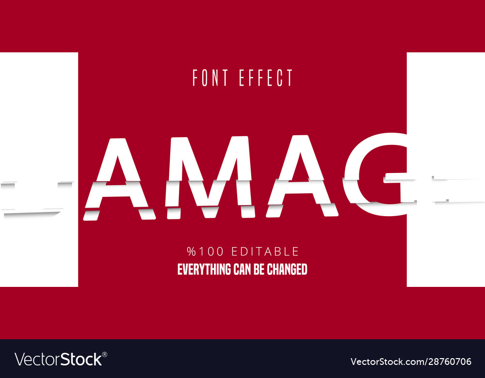 Damage text editable font effect Royalty Free Vector Image