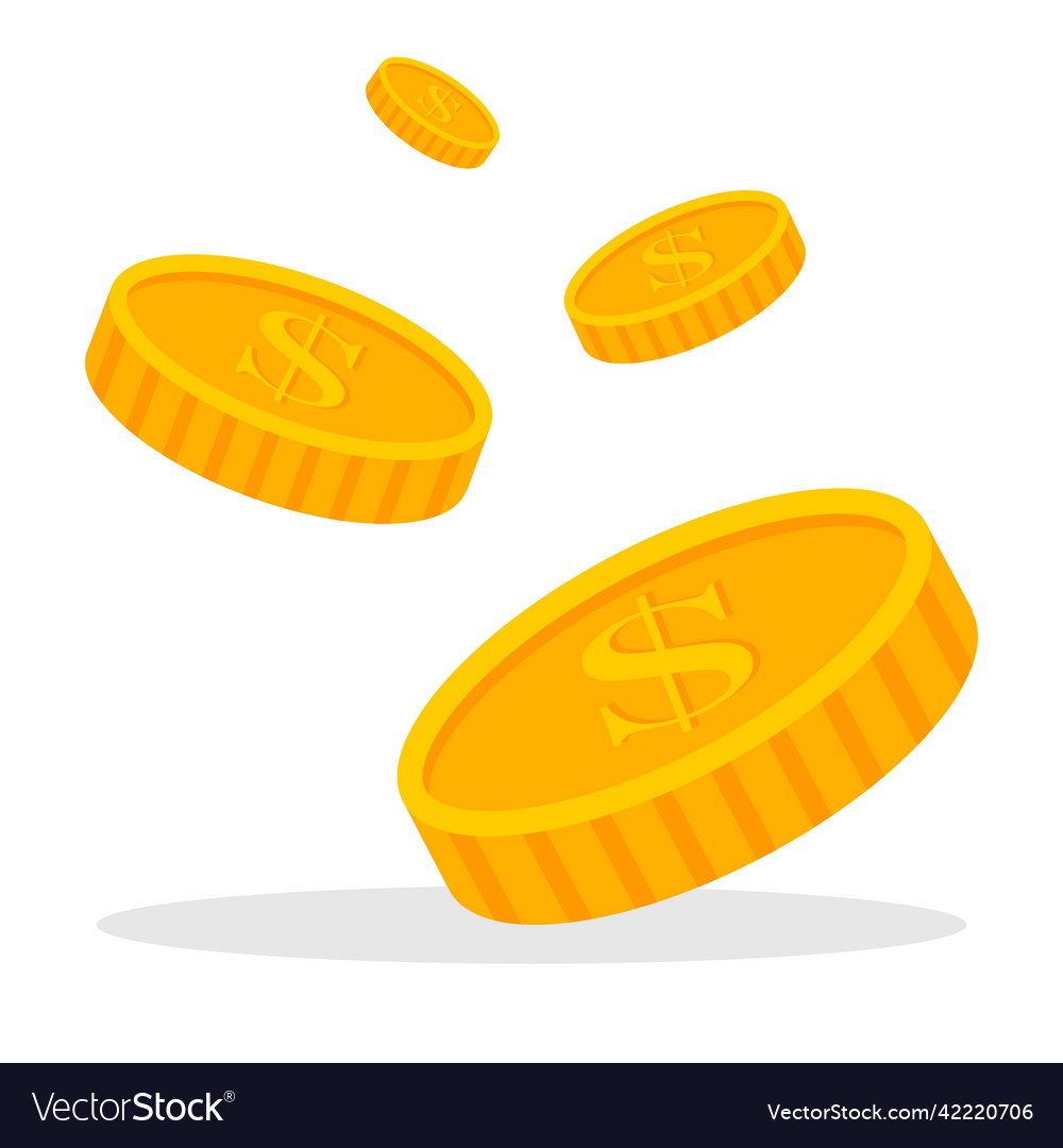 Falling coins money flying gold coins Royalty Free Vector
