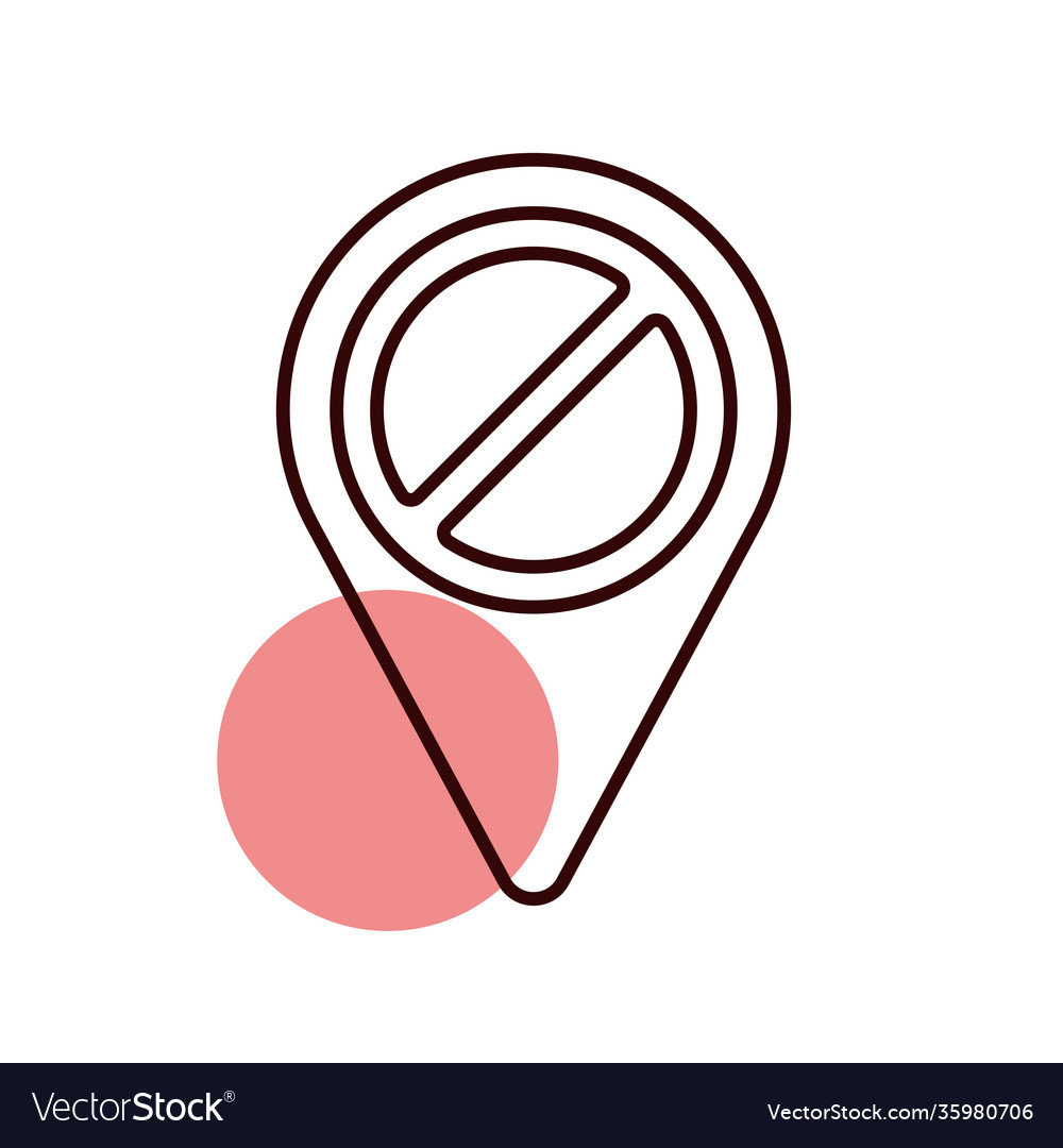 Forbidden pin map icon map pointer Royalty Free Vector Image