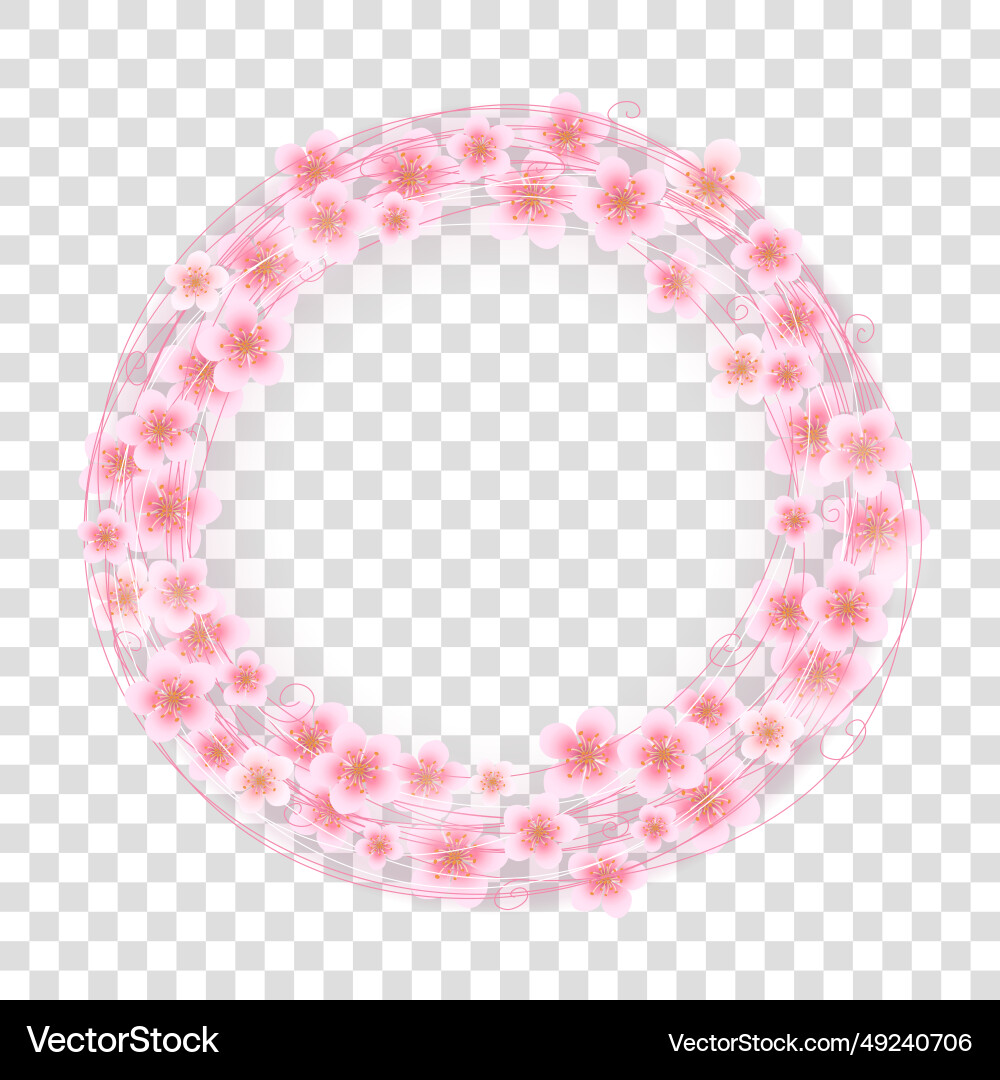 Frame with cherry blossom sakura flowers wreath Vector Image