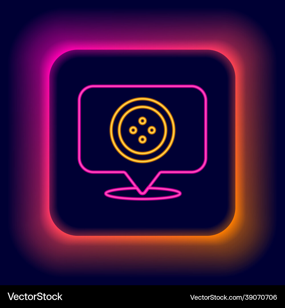 Glowing neon line location tailor shop icon Vector Image