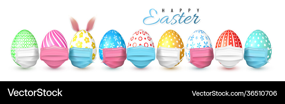 Happy easter color egg in medical face Royalty Free Vector