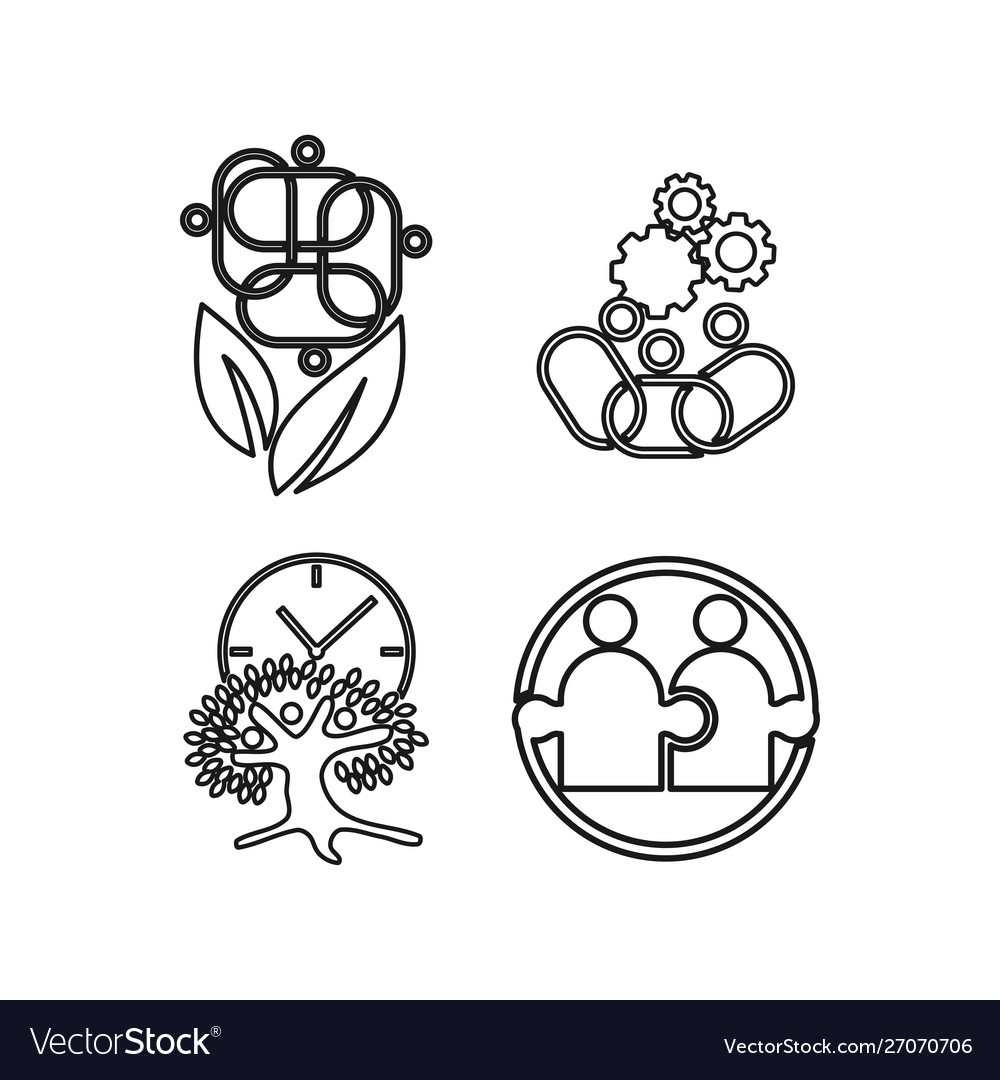 Leaf gear tree commitment teamwork together Vector Image