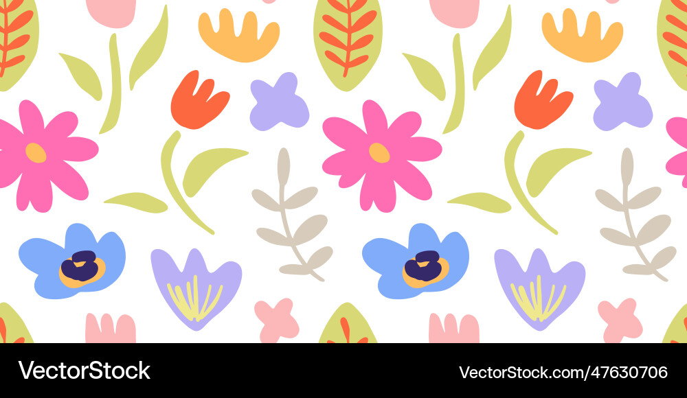 Organic flowers seamless pattern cute floral print