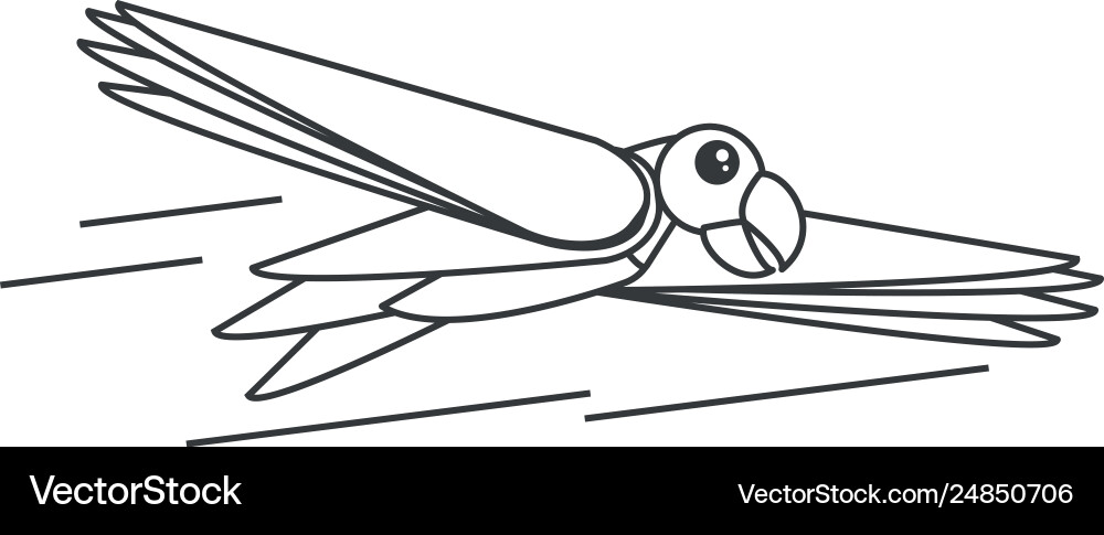 Parrot bird animal flying isolated icon Royalty Free Vector